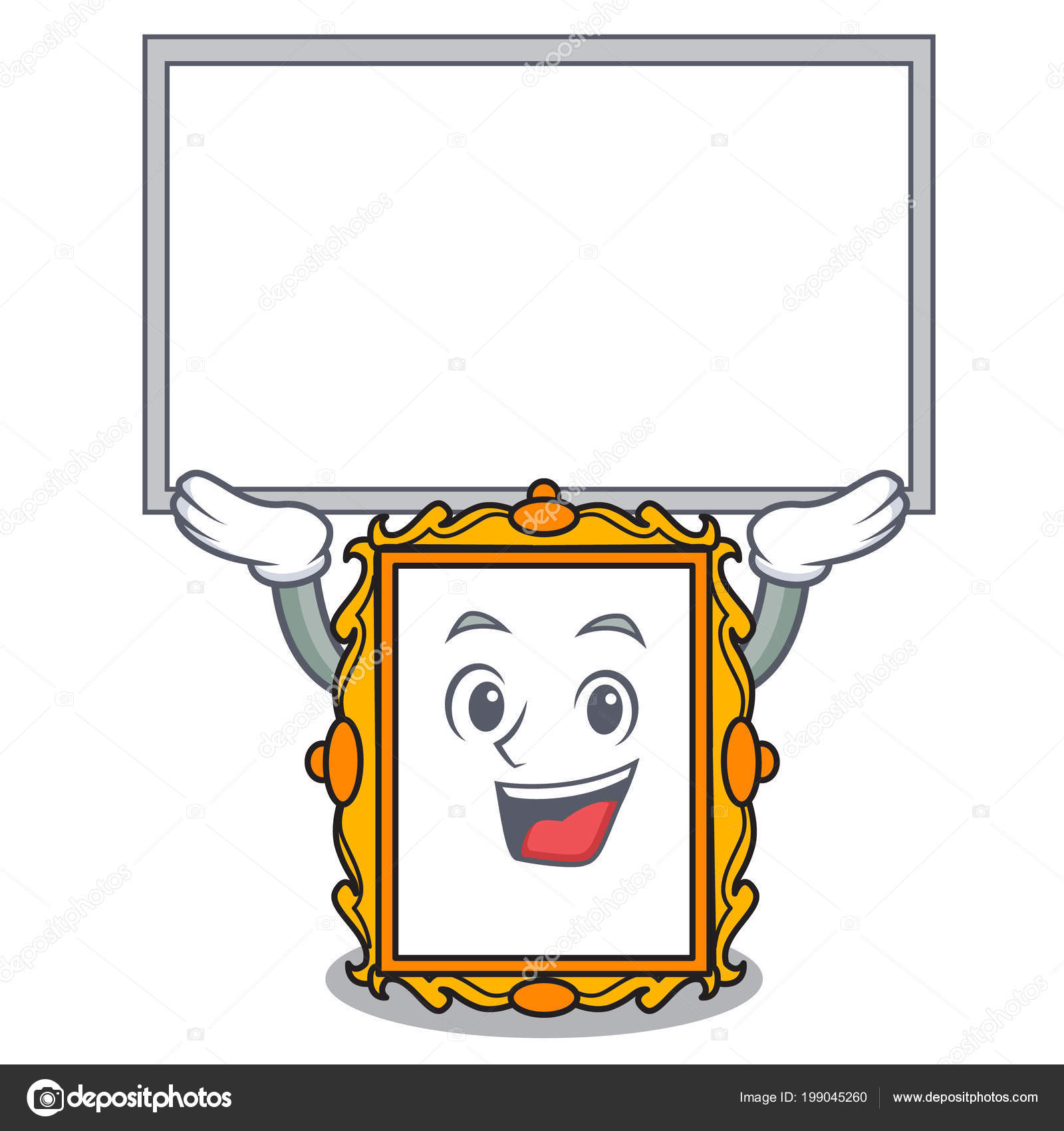 Board Picture Frame Character Cartoon Vector Illustration Stock Vector ...