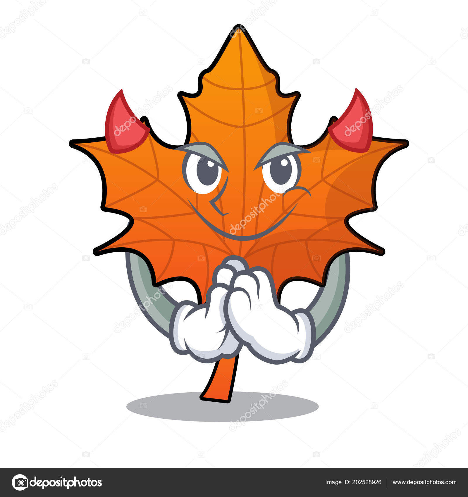 Diablo Rojo Hoja Arce Mascota Dibujo Animado Vector Ilustración Vector ...