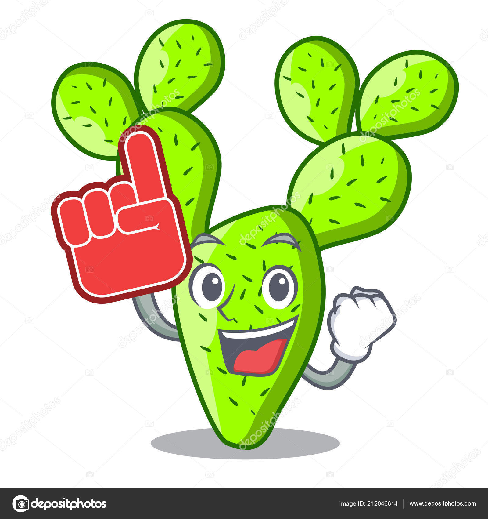 Espuma Dedo Dibujos Animados Nopal Opuntia Cactus Vector Ilustración ...