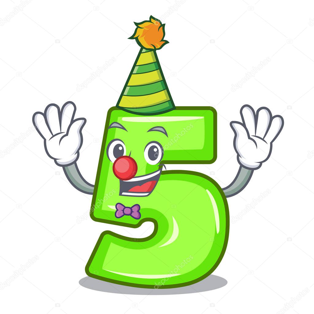 Caricatura de payaso número cinco grabada en la ilusión vectorial de ...