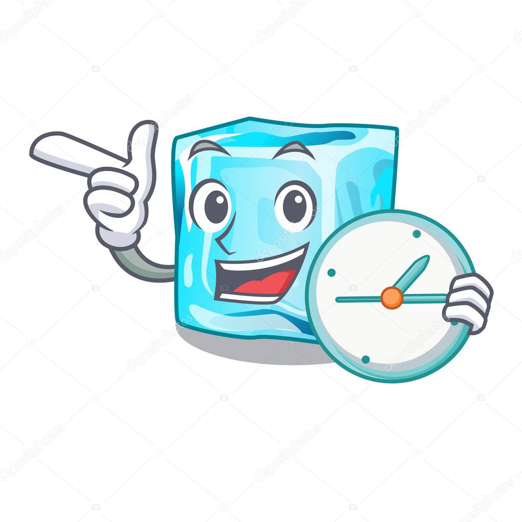 Con cubos de hielo reloj wiht mascota en la ilustración del vector ...