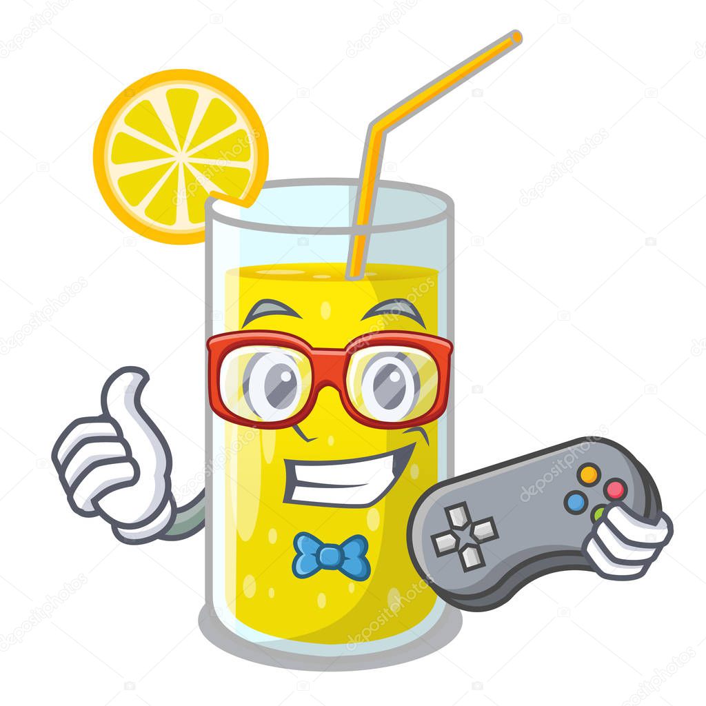 Gamer zumo de lim n vidrio en la ilustraci n del vector de mesa de car ...