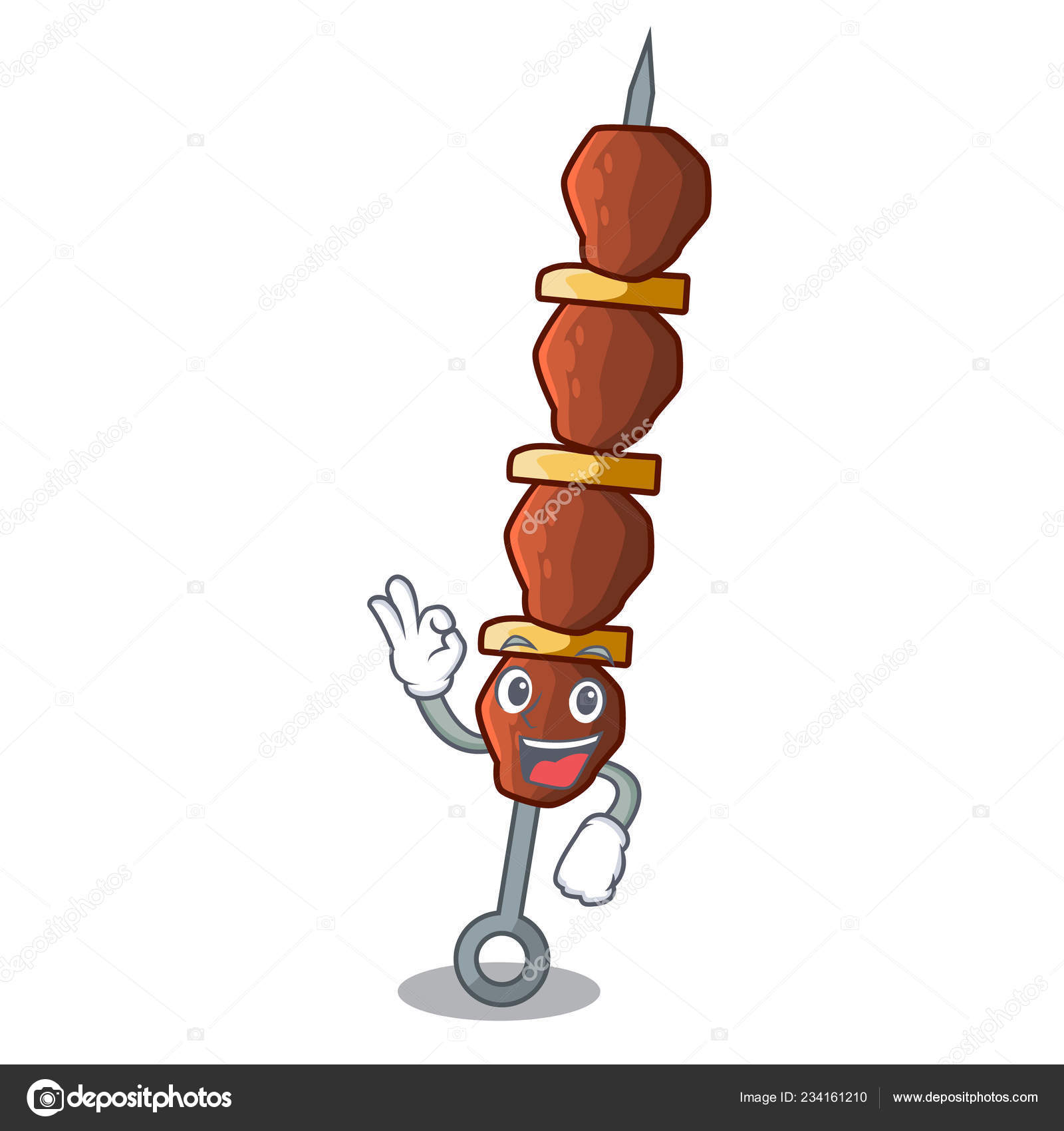 Okay Chicken Shish Pepper Tomato Cartoon Vector Illustration Stock ...