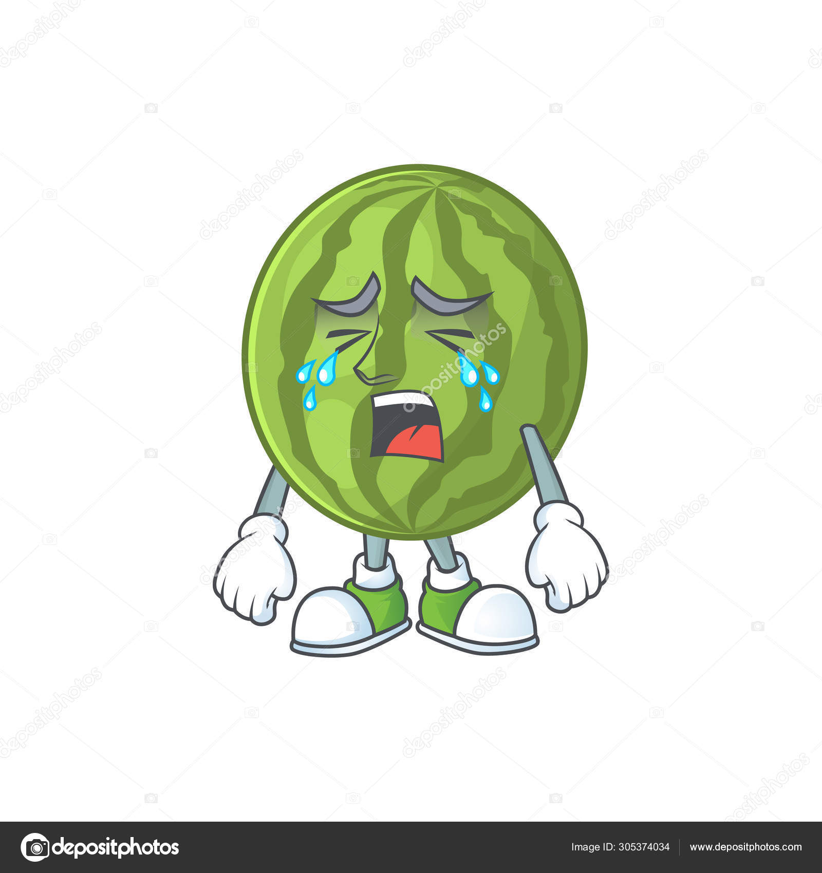 Crying watermelon fruit fresh cartoon with mascot Stock Vector by ...