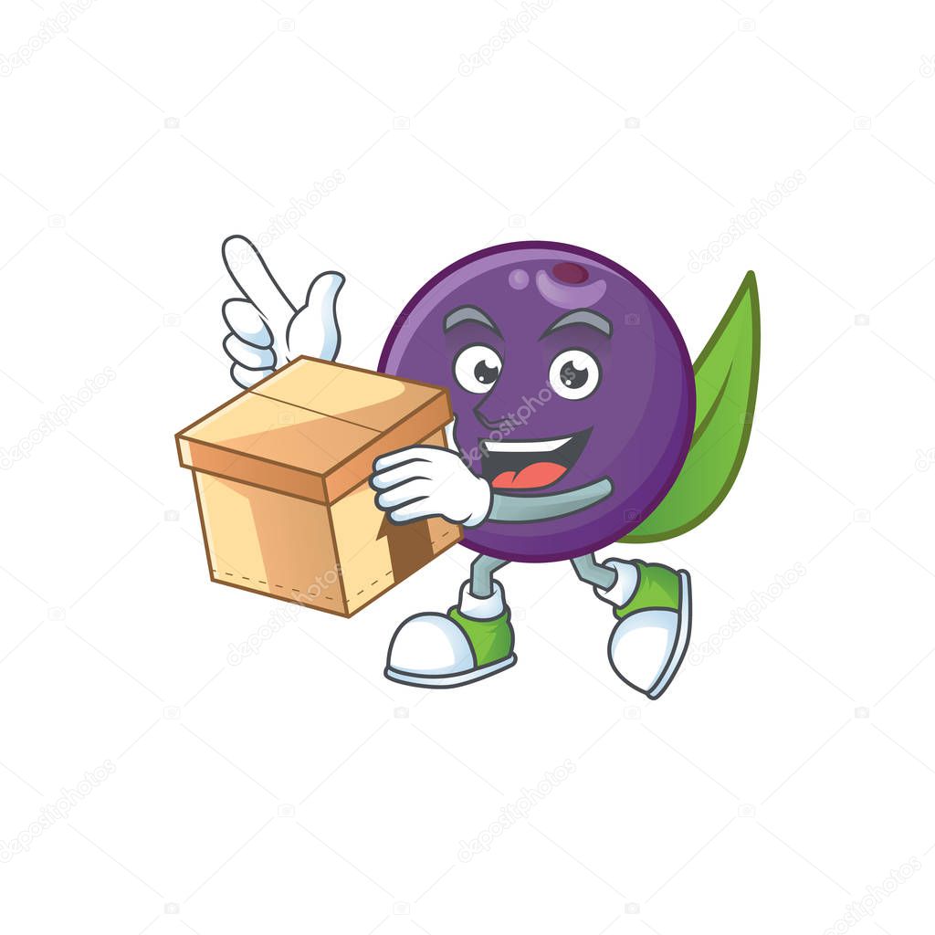 Con caja de bayas de acai personaje de dibujos animados para la salud 2022 Con caja de bayas de acai personaje de dibujos animados para la salud 2022