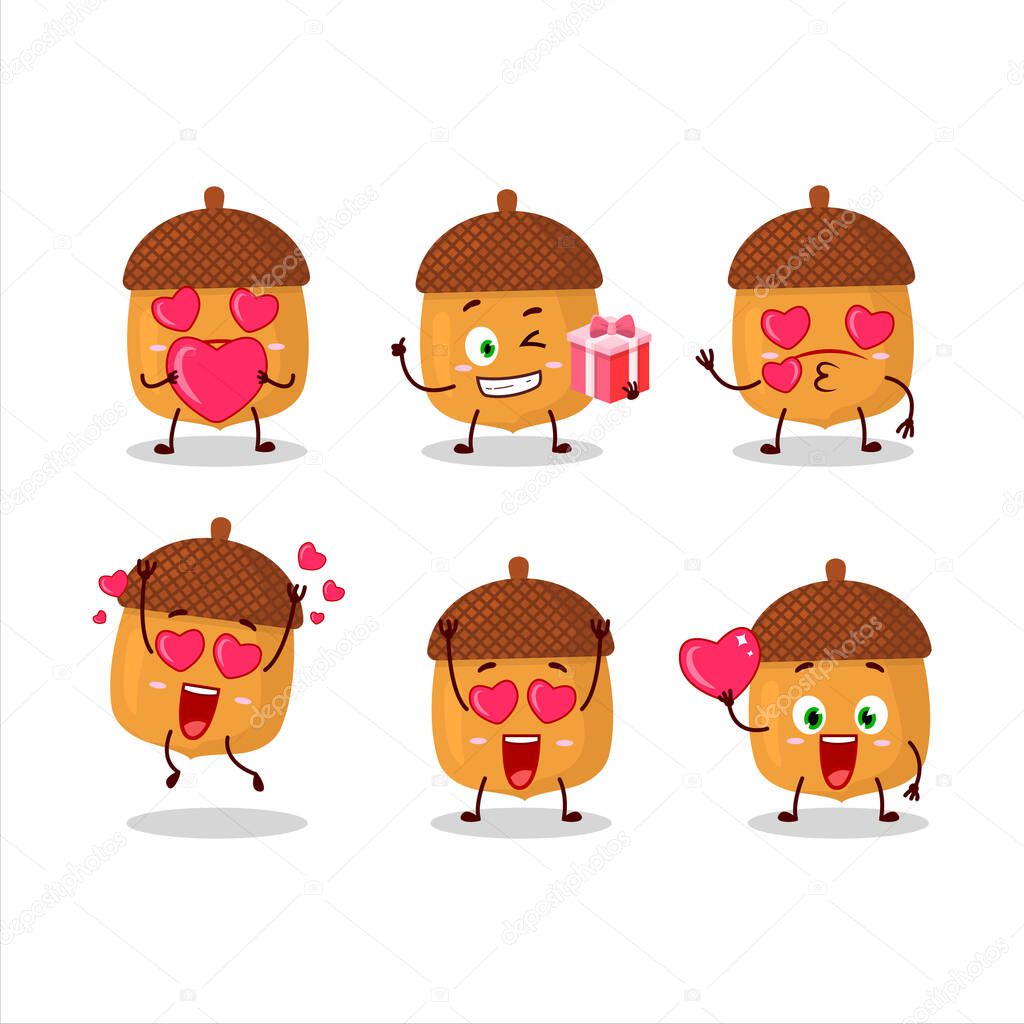 Nueces personaje de dibujos animados con amor lindo emoticono 2022