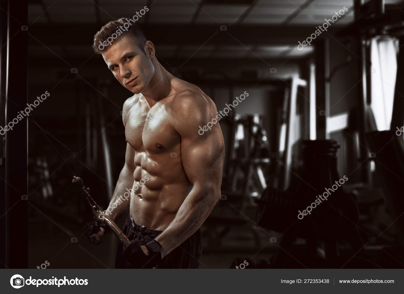 Young Athletic Man Posing Gym Training ⬇ Stock Photo, Image by ...