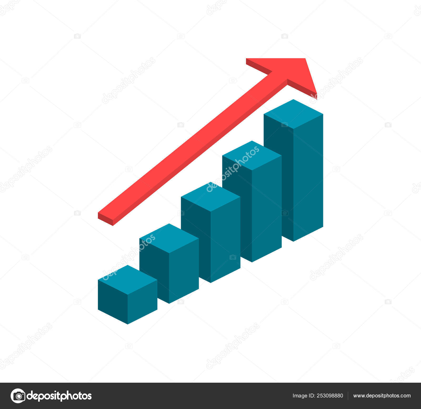 3d isometric graph. Isometric Graph in trendy flat color. Rating ...