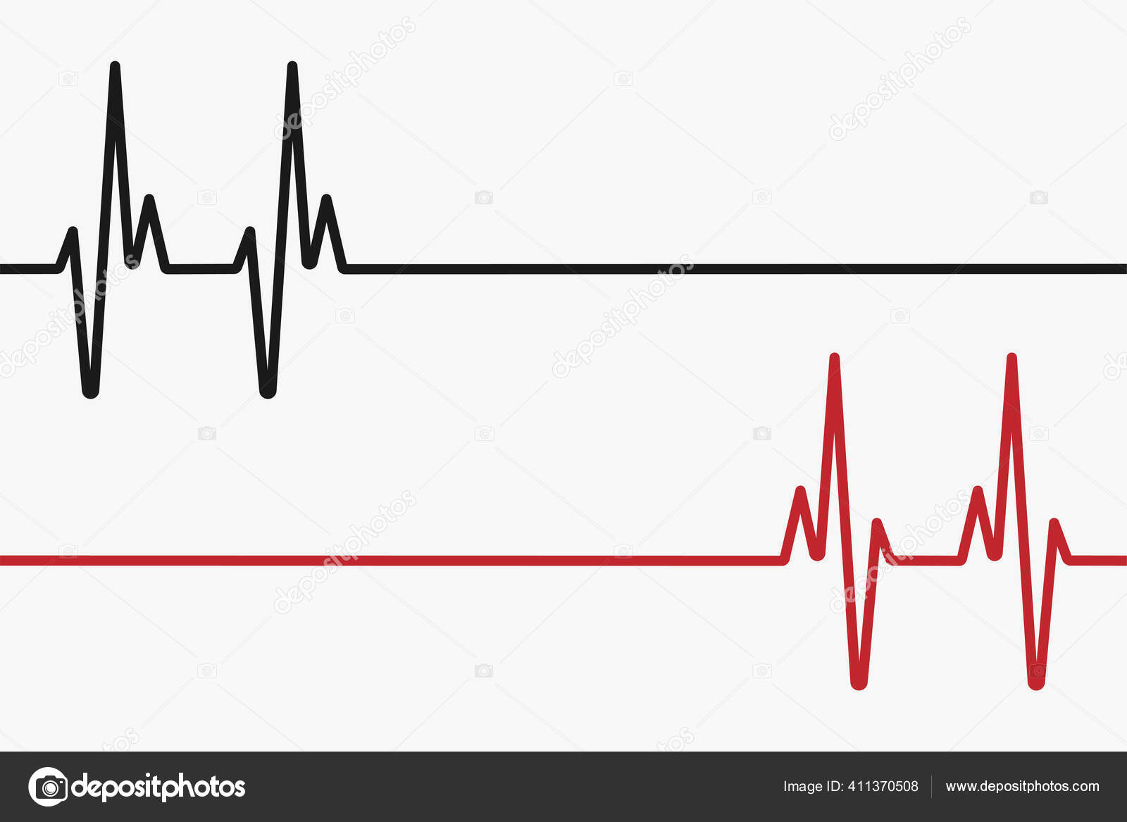 Heartbeat Red Black Line Palpitation Red Heartbeat Line Life Black ...