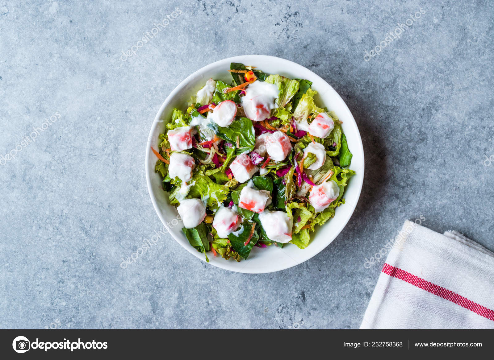 Crab Sticks Surimi Salad Sauce Glass Bowl Fresh Food Stock Photo by ...