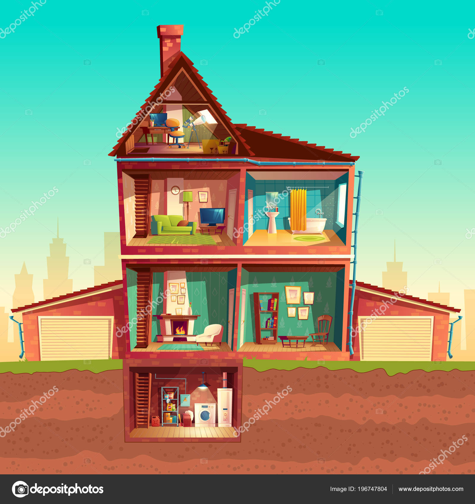 Edificio De Casa De Dibujos Animados