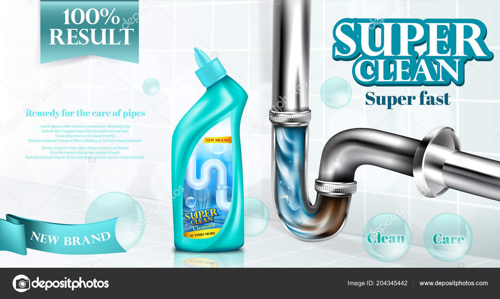 Vector drain pipe cleaner ad poster, detergent Stock Vector Image by ...