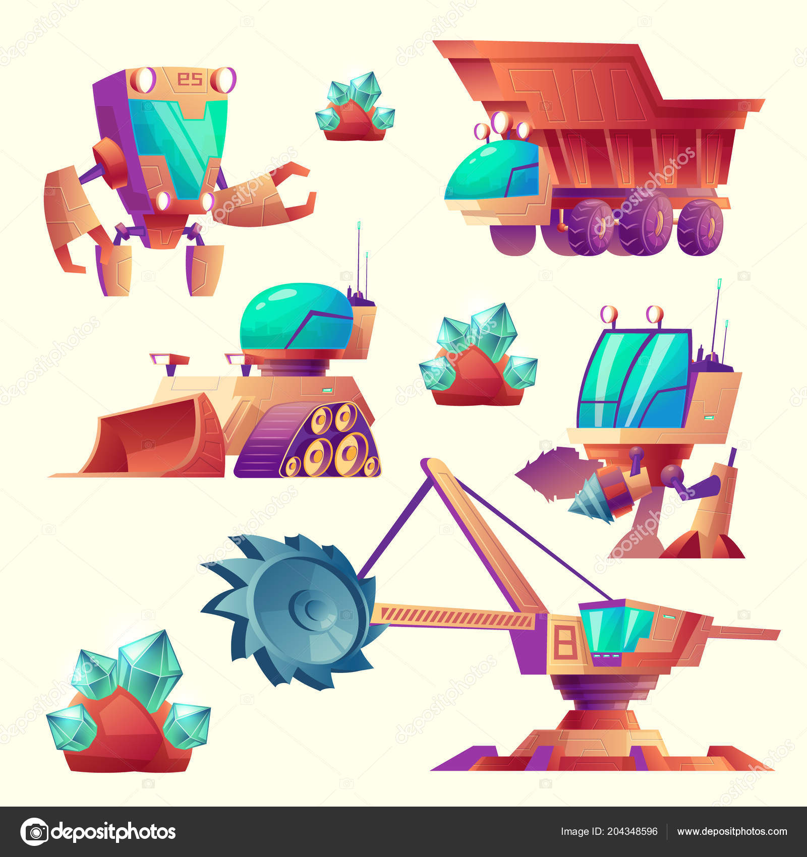 Vector cartoon alien mining machinery for planets Stock Vector Image by ...