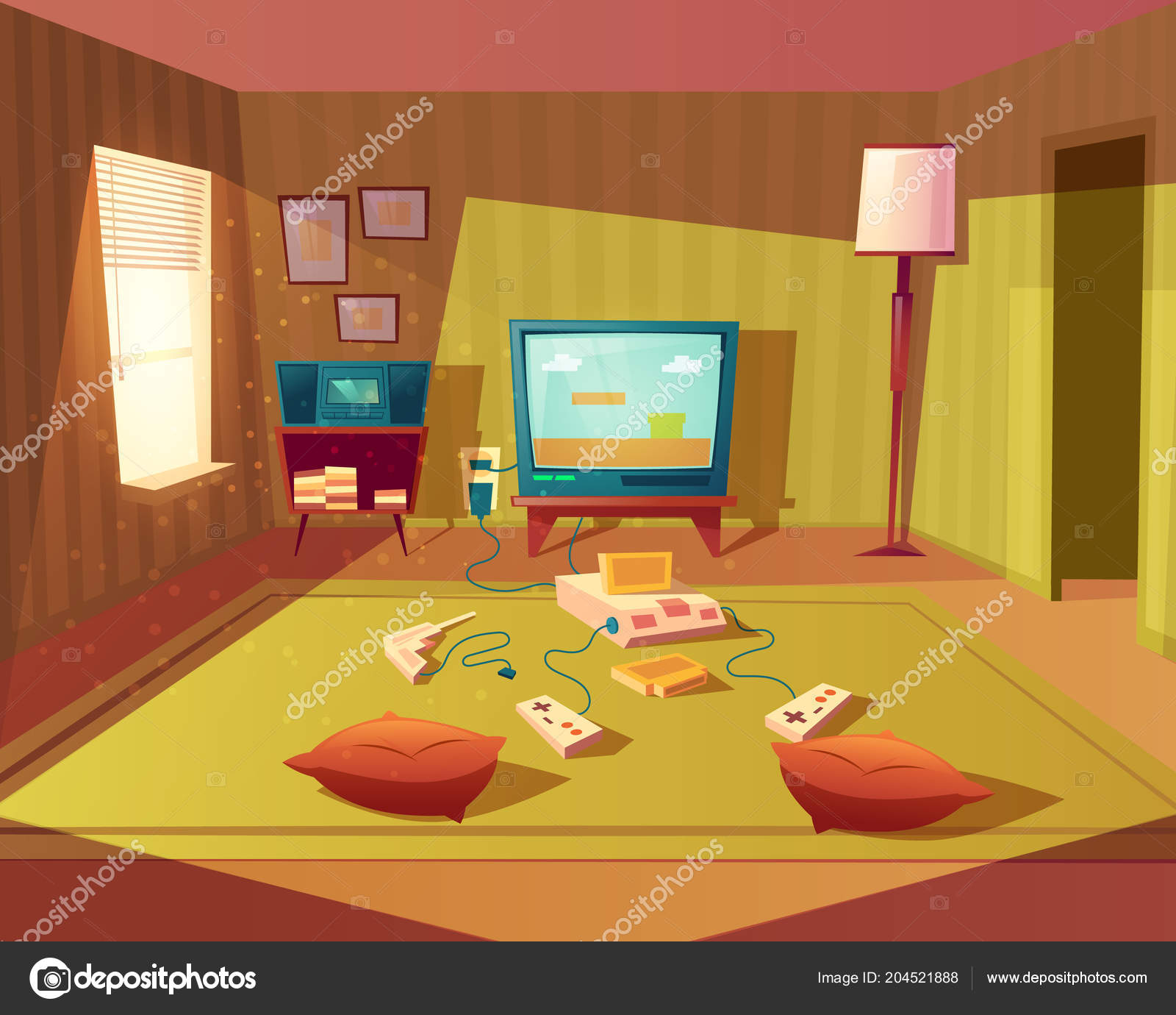 Vector interior de dibujos animados de sala de juegos para niños vector ...