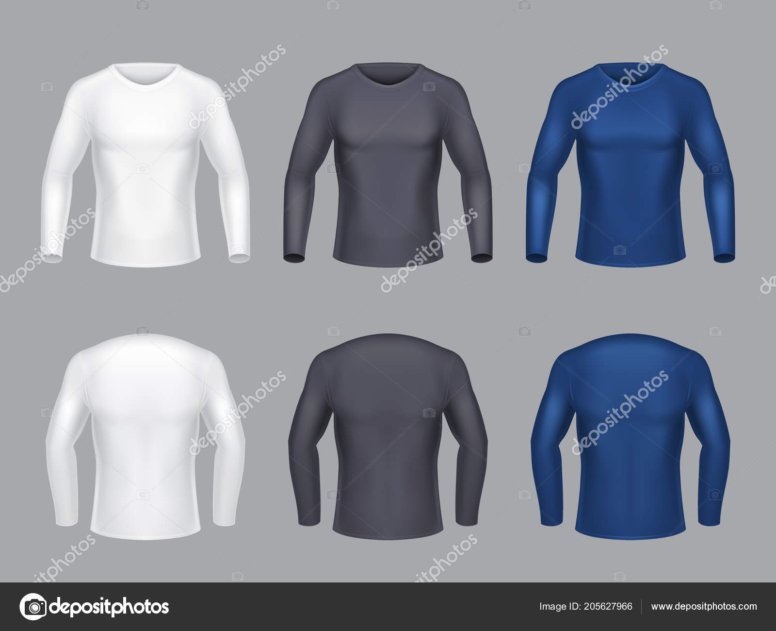 Vector realistic set of male long sleeve shirts — Stock Vector ...