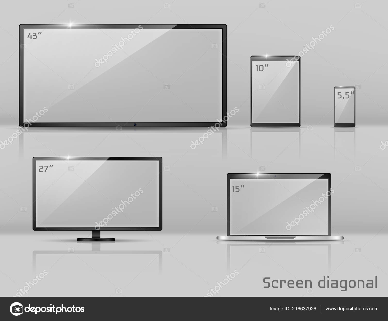 Vector different sizes of screens - notebook, smartphone, TV. Stock ...