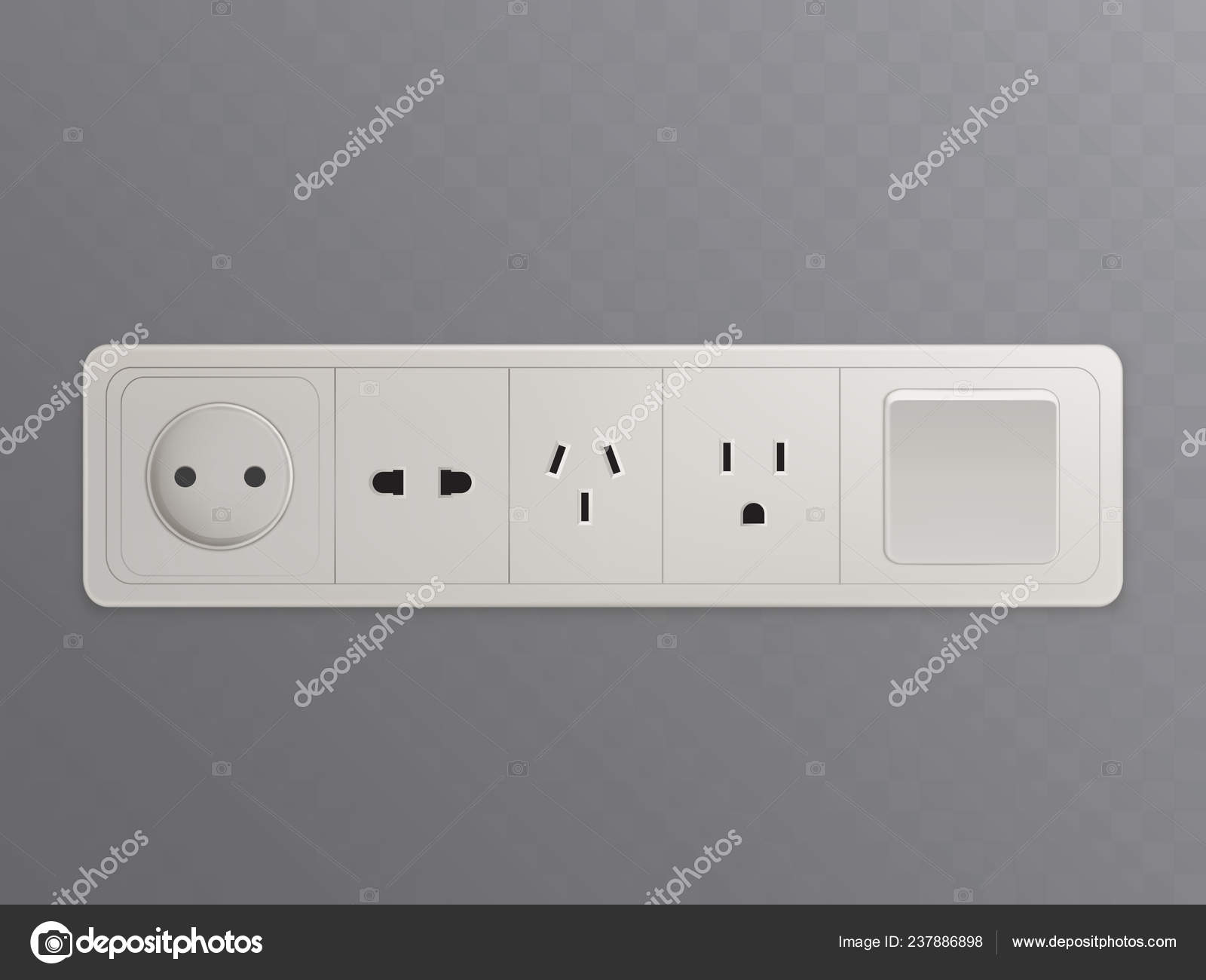 Wall-mounted outlet with various sockets 3d vector Stock Vector by ...