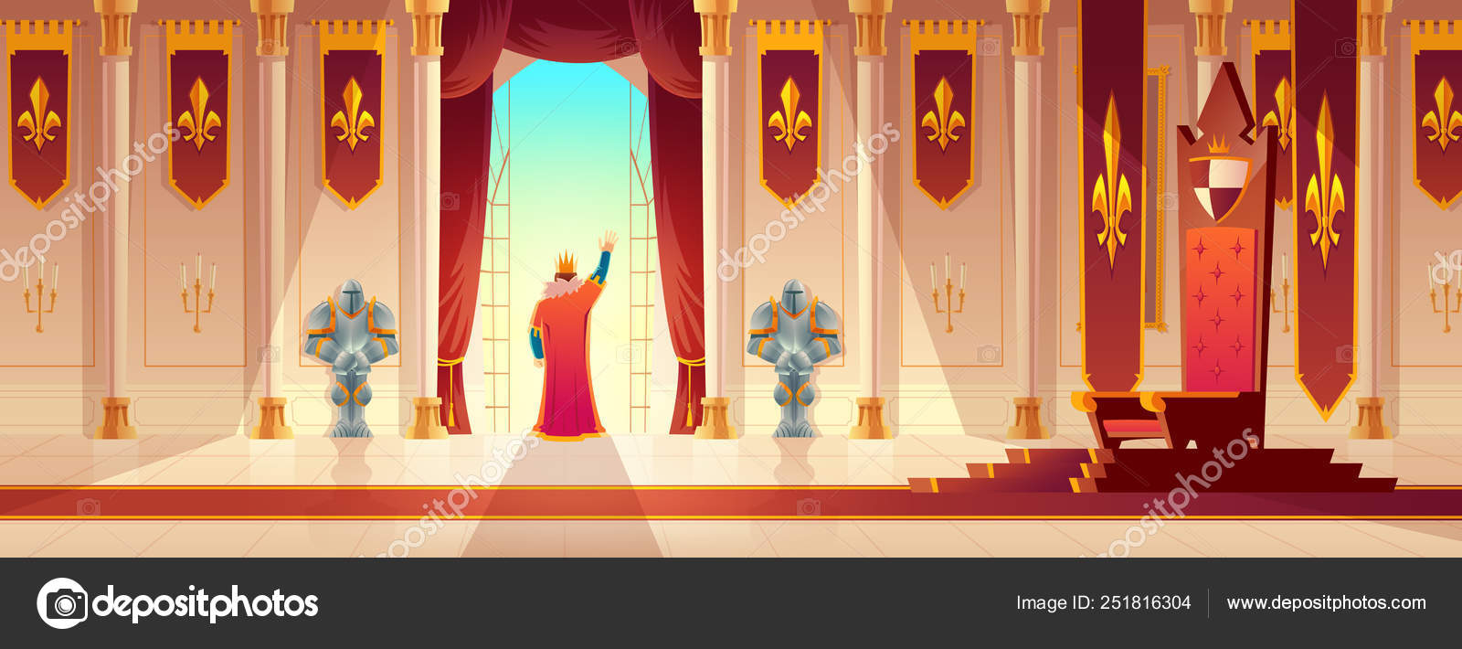 King greeting crowd from balcony cartoon vector Stock Vector Image by ...