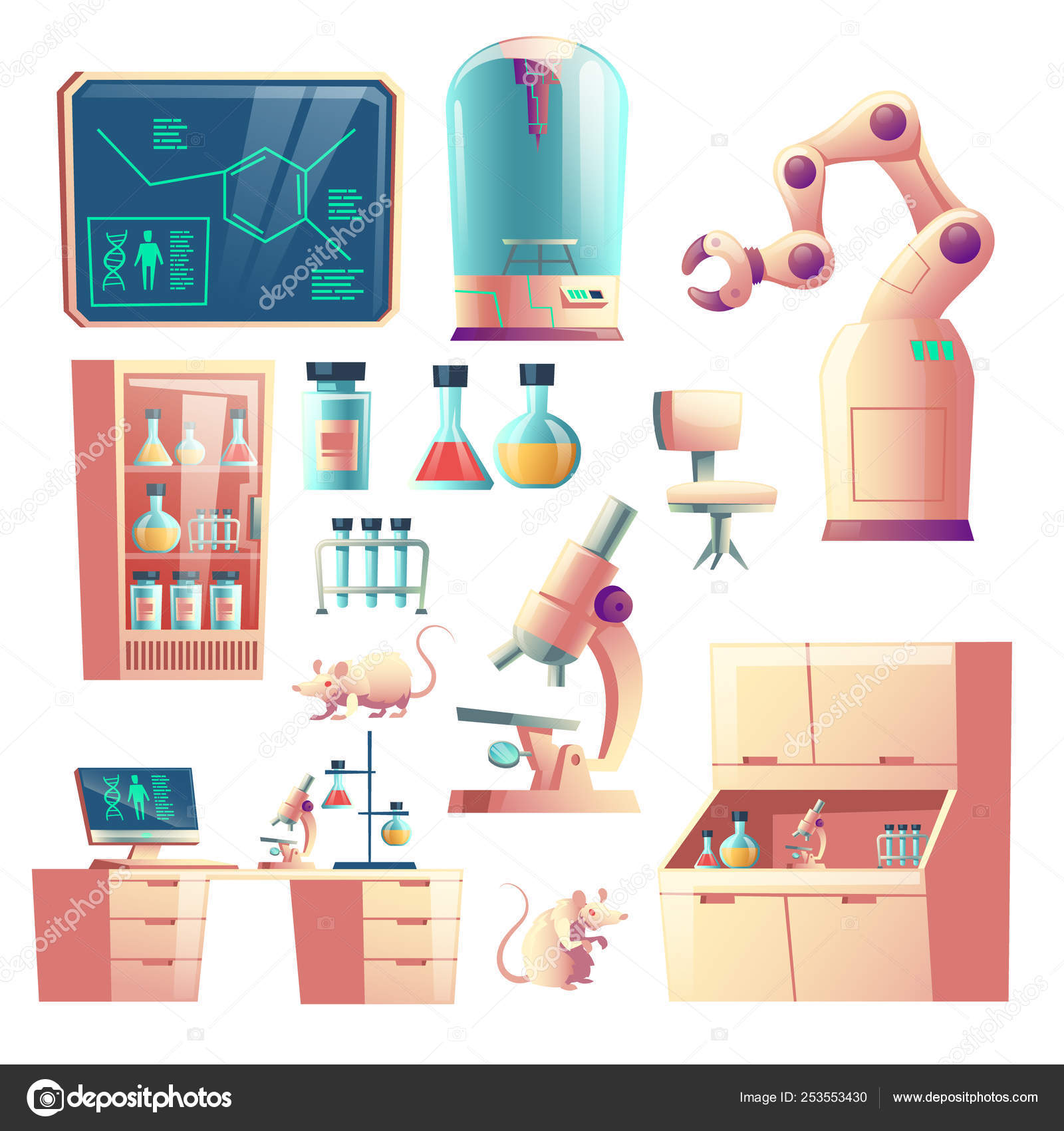 Future science lab equipment cartoon vector set Stock Vector Image by ...