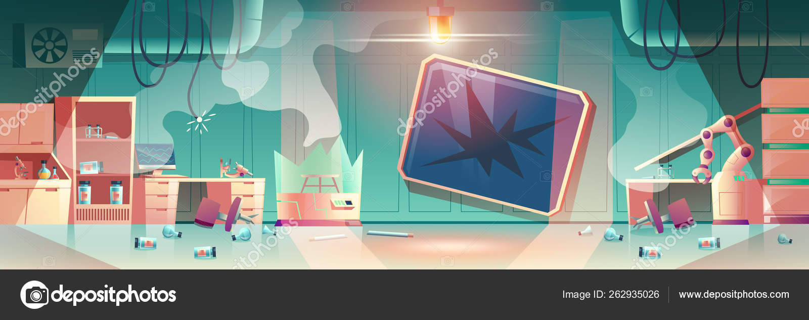 Science laboratory ruined by explosion vector Stock Vector Image by ...