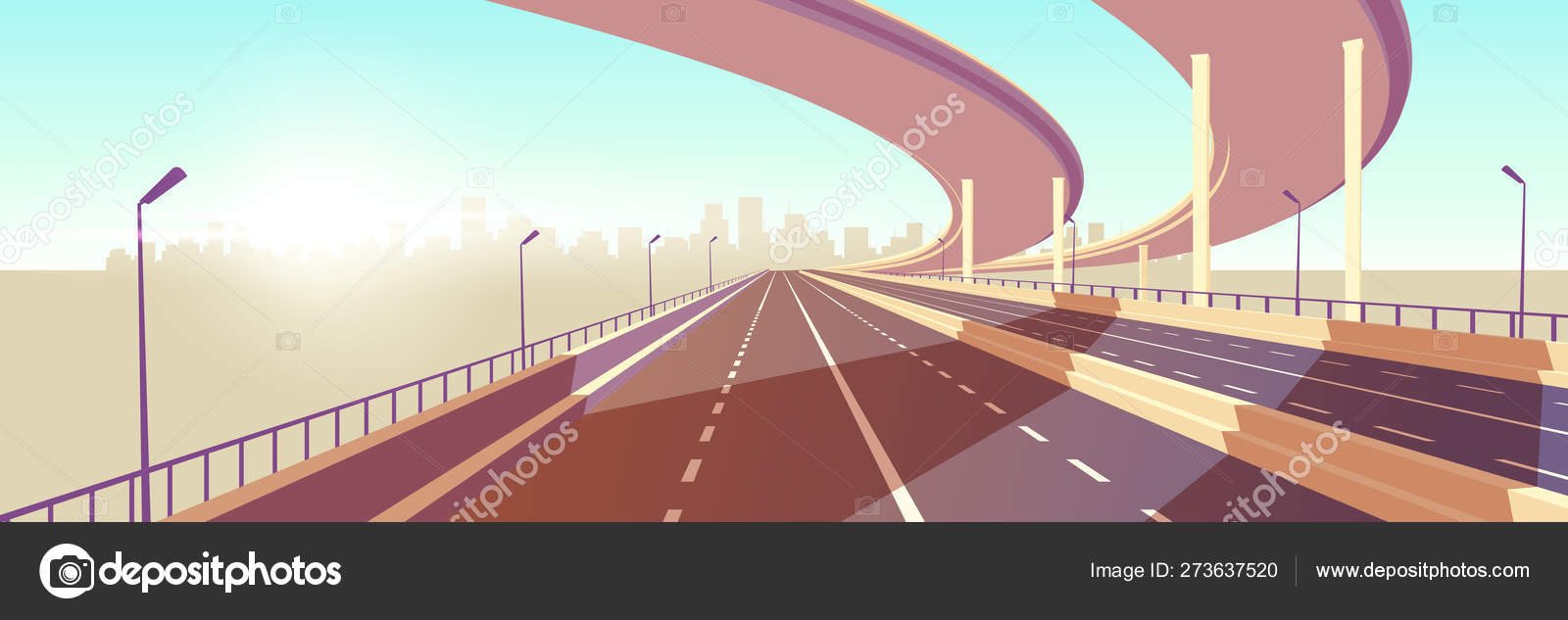 Modern metropolis speed highway cartoon vector — Stock Vector ...