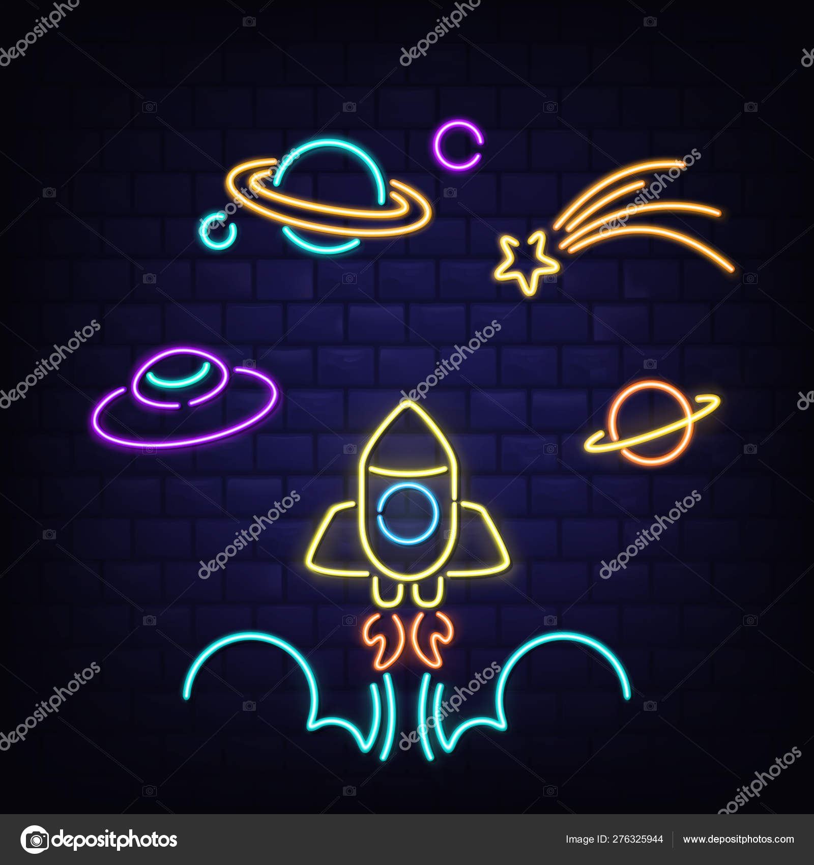 Neon Planets Wallpaper