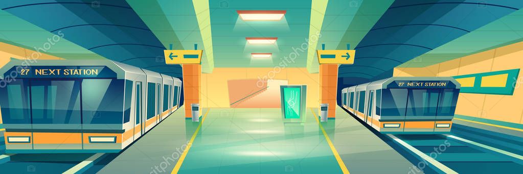 Ciudad metro estación de metro vector de dibujos animados 2023