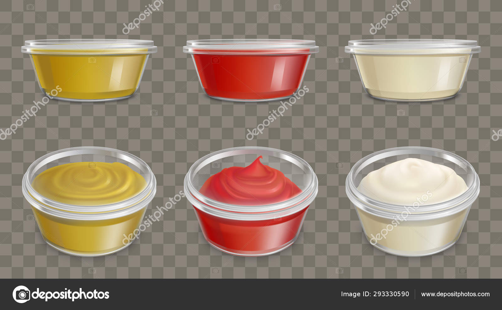 Contenedores de plástico para salsas juego de vectores realista Vector ...