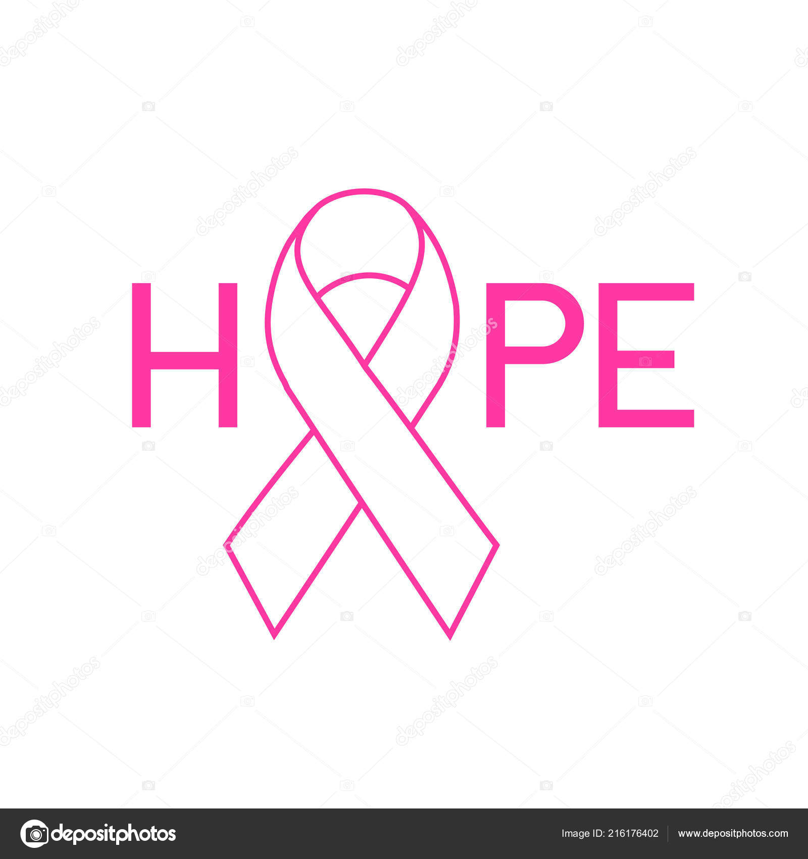 Hope Lettering Design Ribbon Breast Cancer Awareness Month Campaign