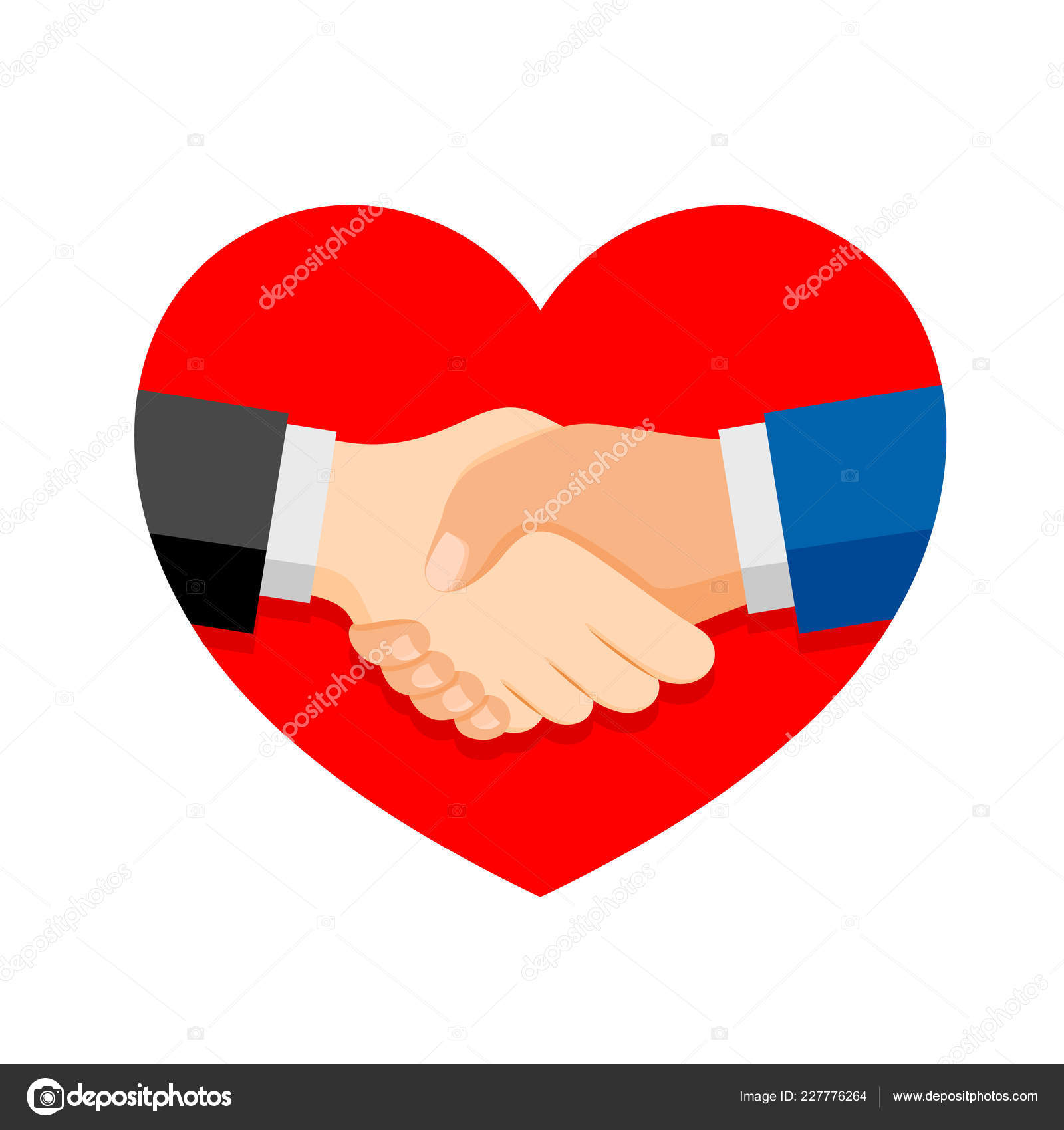 Shaking Hands Heart Vector