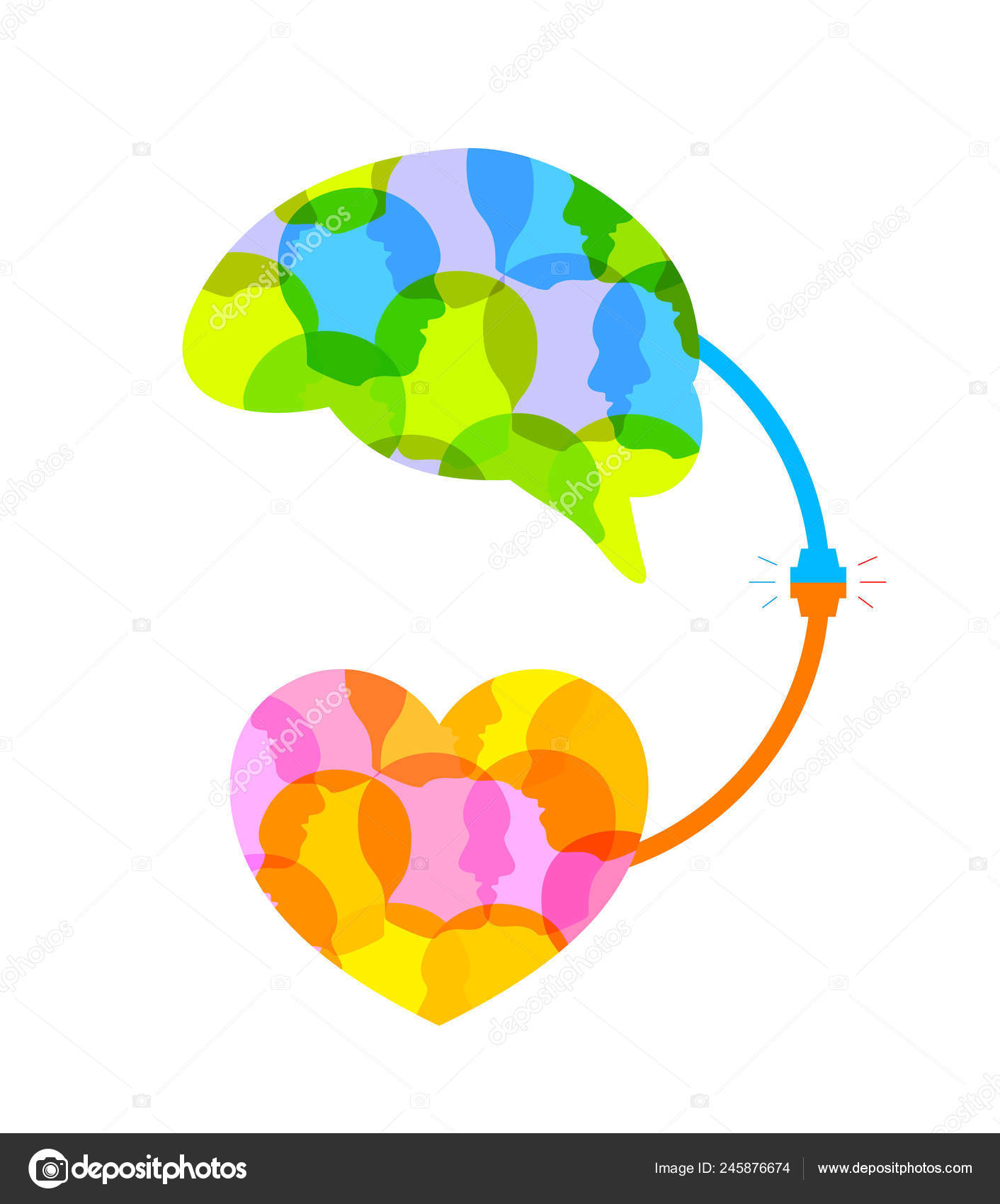 Connection Logic Emotion Concept Human Head Fill Shape Illustration ...