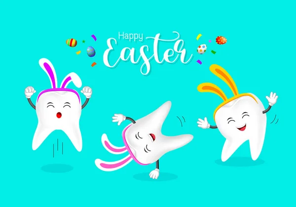 Cute Cartoon Tooth Characters Rabbit Ears Decoration Dental Care ...