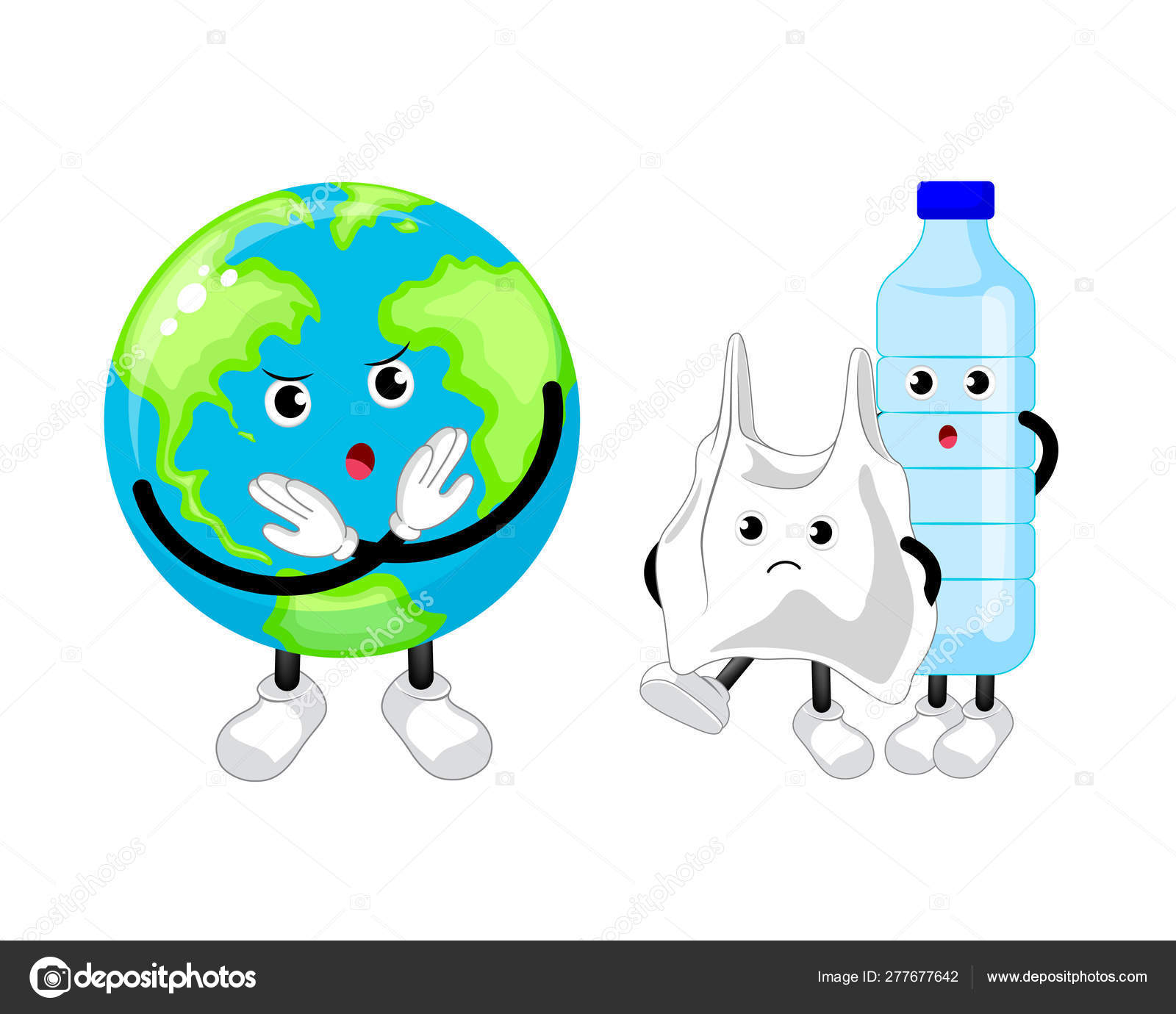 Cartoon Globe Character Say Plastic Product Global Warming Concept ...