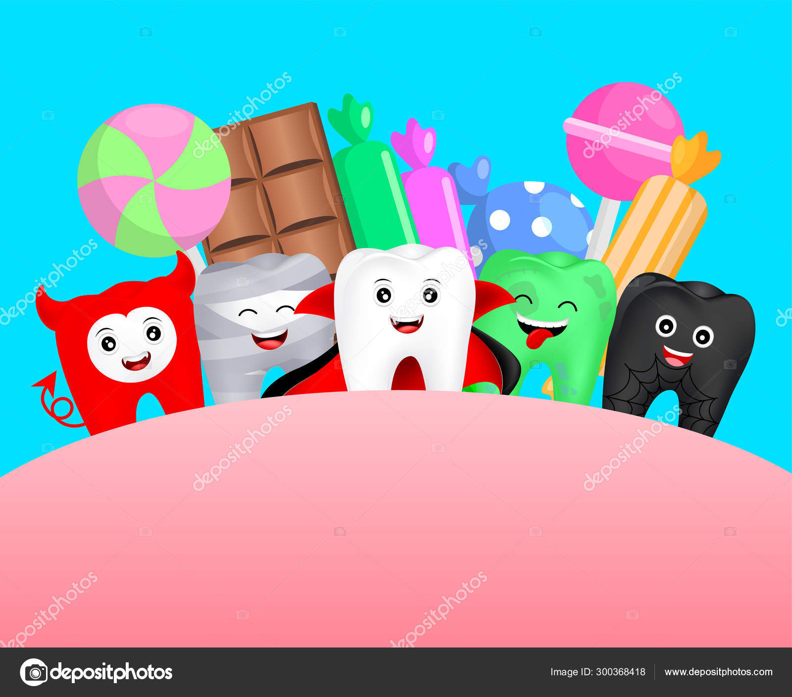 Cartoon Spooky Tooth Halloween Costumes Candies Trick Treat Halloween ...