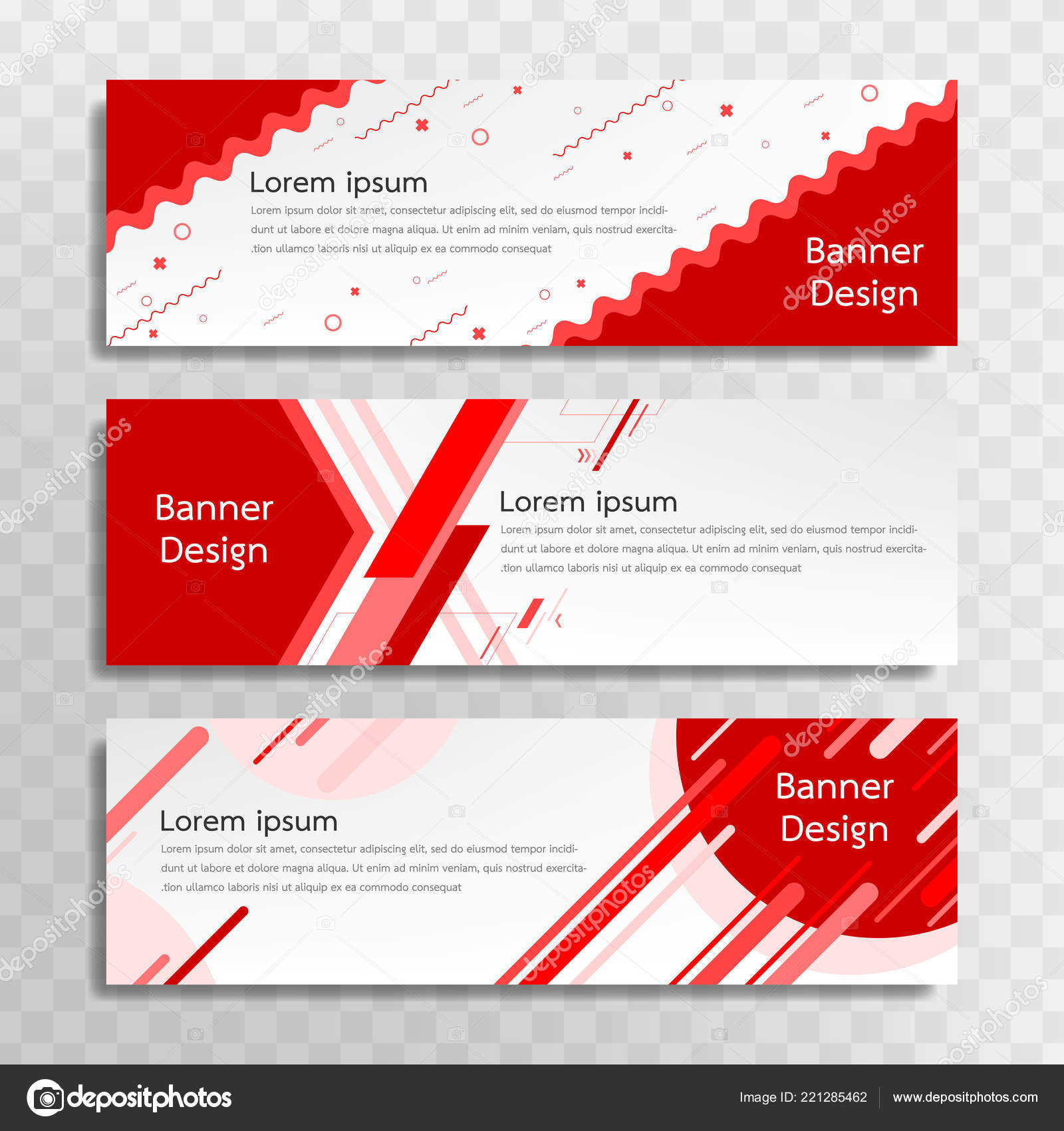 Set Red Banner Templates Designed Web Various Headlines Available Three ...