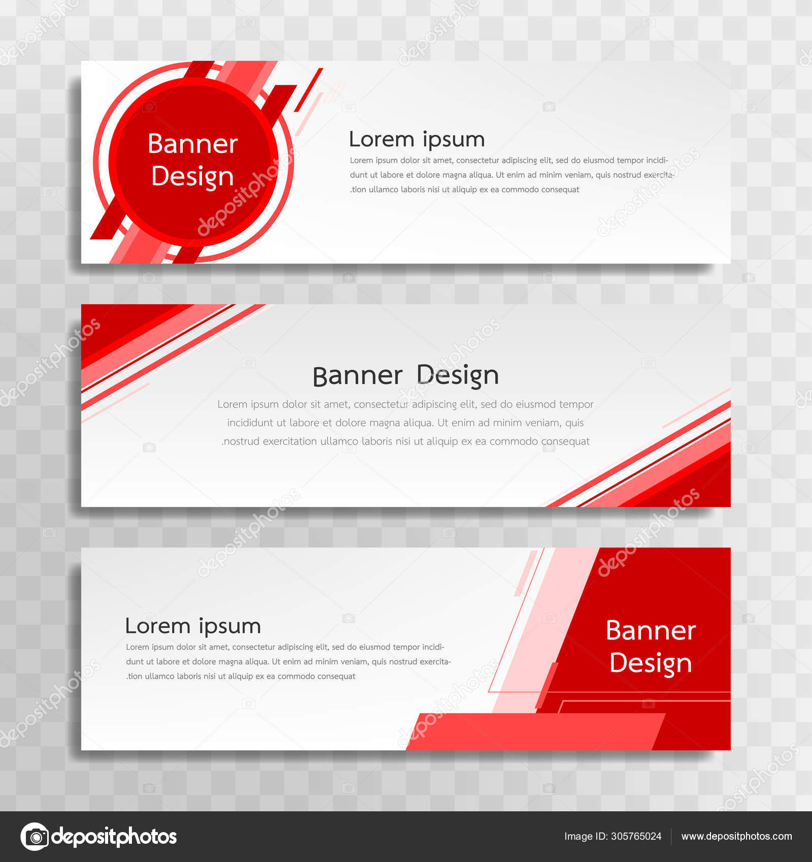 Set Red Banner Templates Designed Web Various Headlines Available Three ...