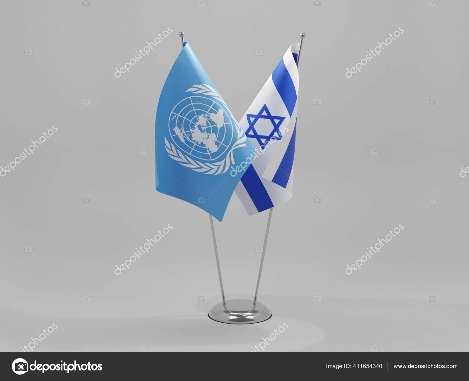 Israel United Nations Cooperation Flags White Background Render — Stock ...