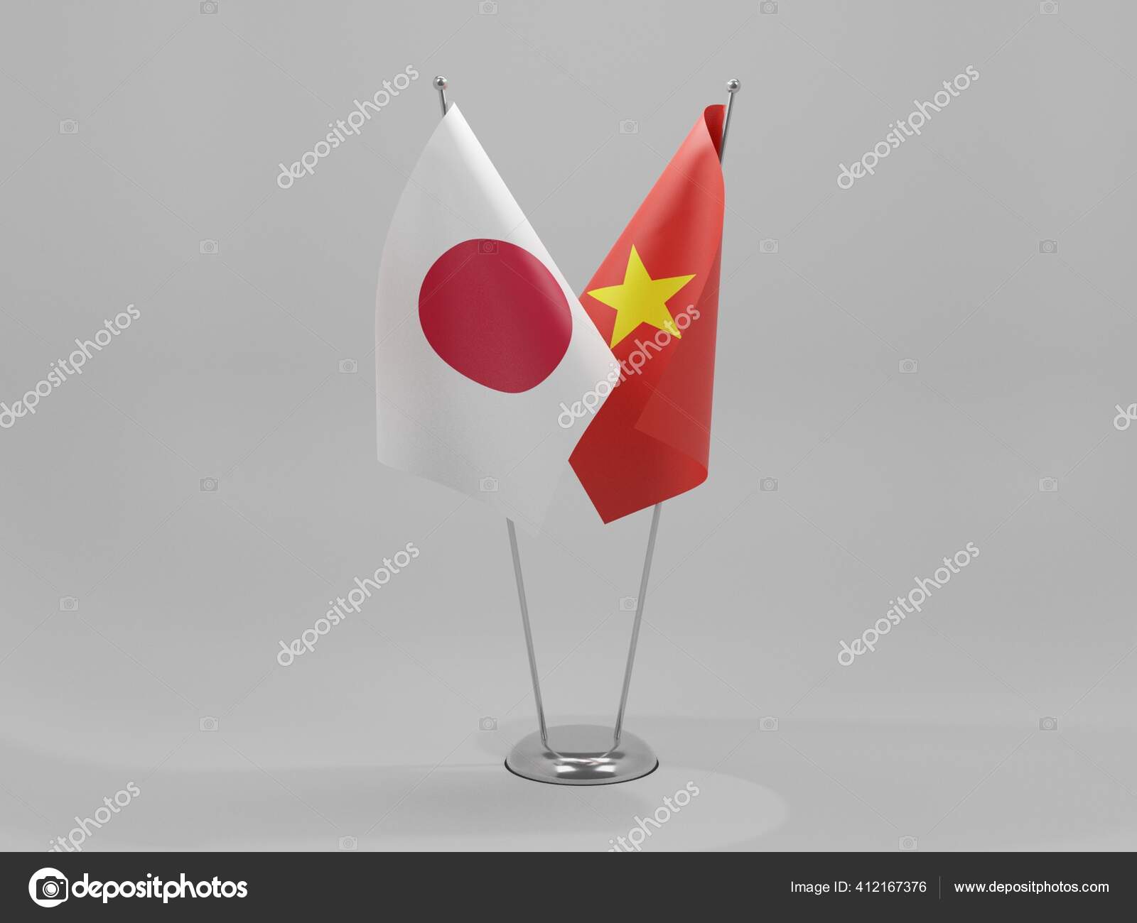 Vietnam Japan Cooperation Flags White Background Render — Stock Photo ...