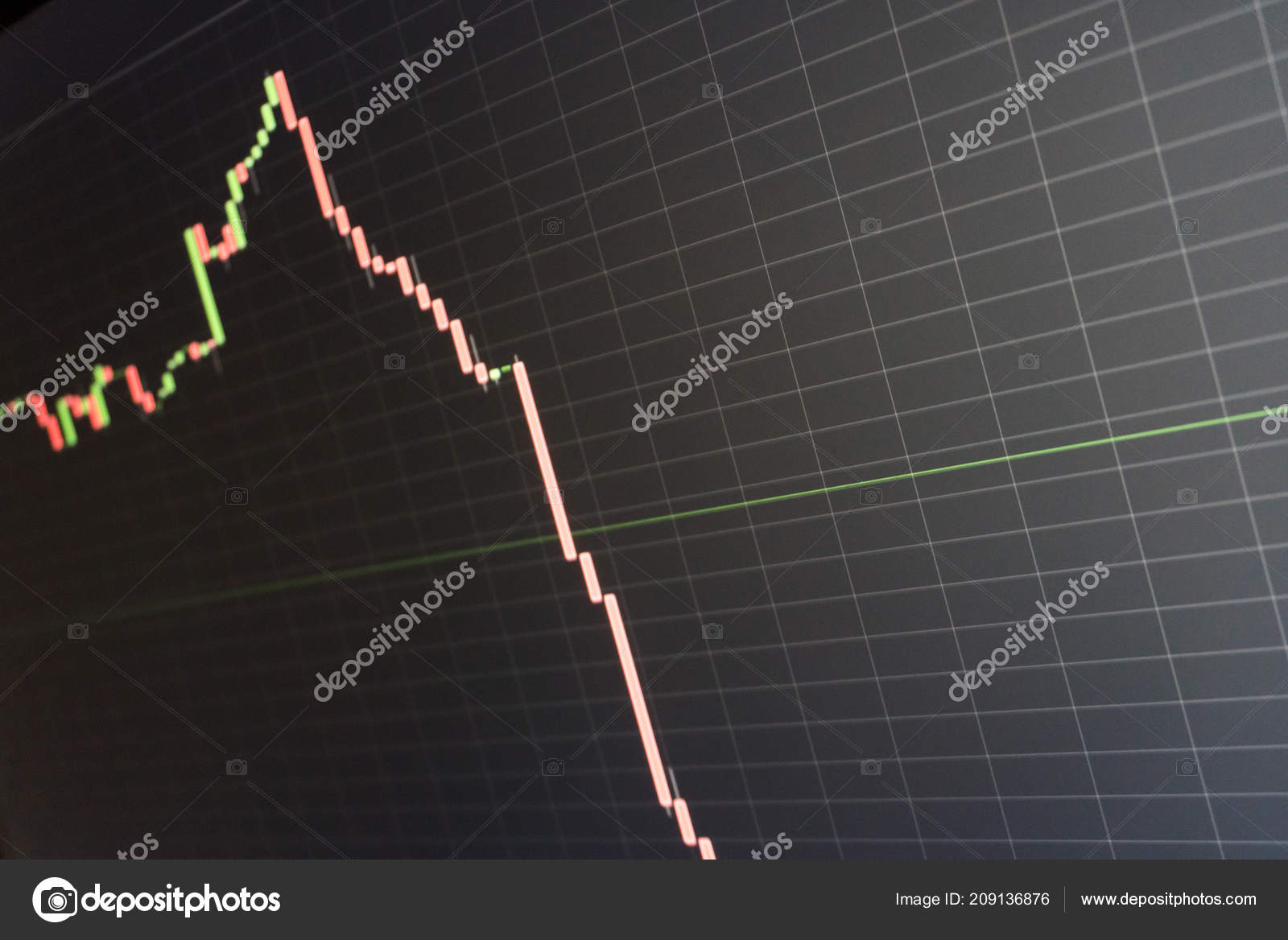 Stock Market Candlestick Chart Showing Sharply Declining Crashing Price ...