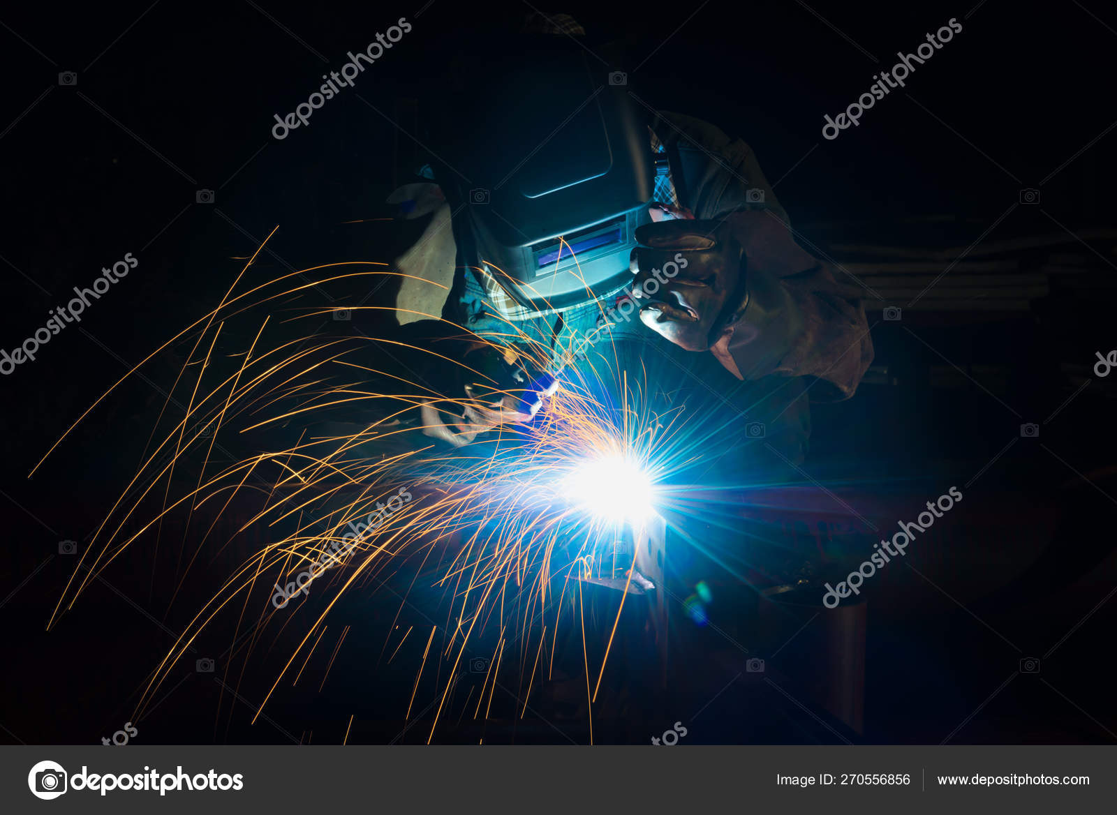 Steel Fabrication Work Industrial Factory Welder Factory Welding Steel ...