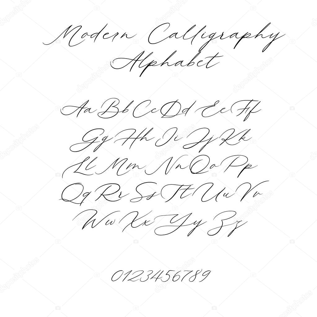Alfabeto de caligrafía vectorial. Cartas exclusivas. Fuente decorativa ...