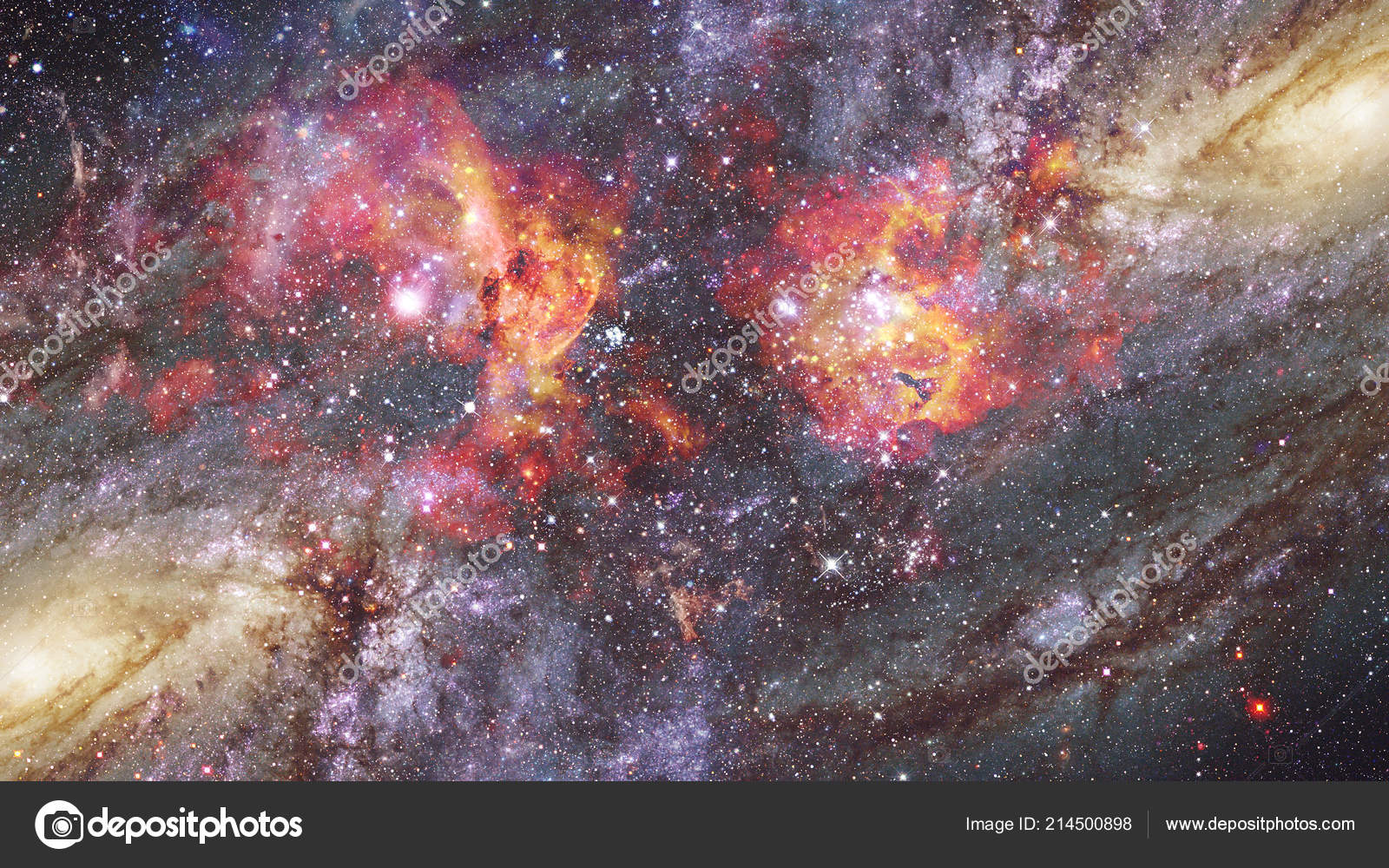 Giant Glowing Nebula Space Background Red Nebula Stars Elements Image ...
