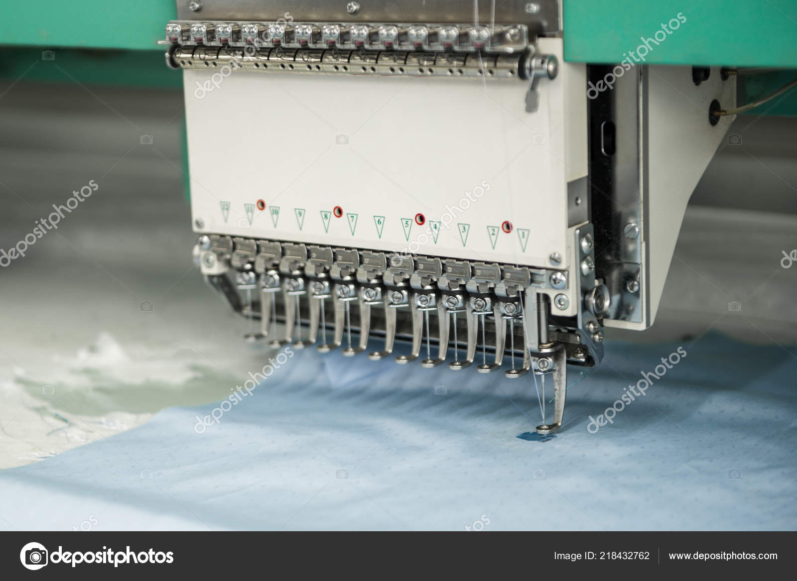 Professional Sewing Machine Logo Emblem Embroidery Close — Stock Photo ...