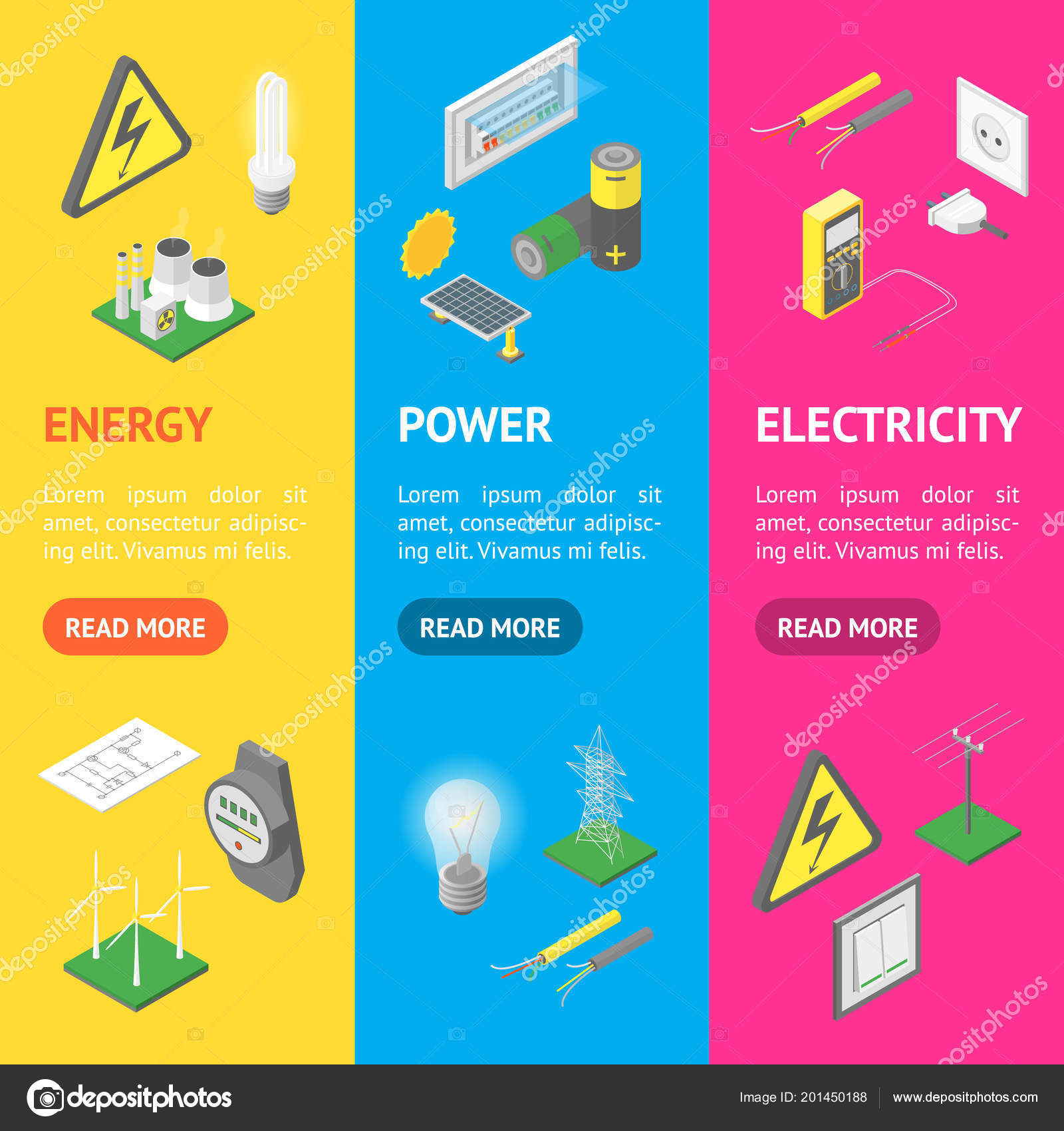 Power Signs Icons Set Isometric View. Vector Stock Vector Image by ...