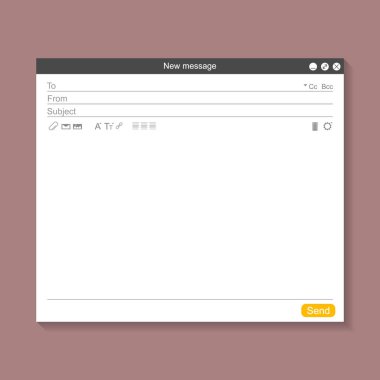 Email Window Mail Template Interface Blank Send Message Screen Browser Stock Vector Image by ...