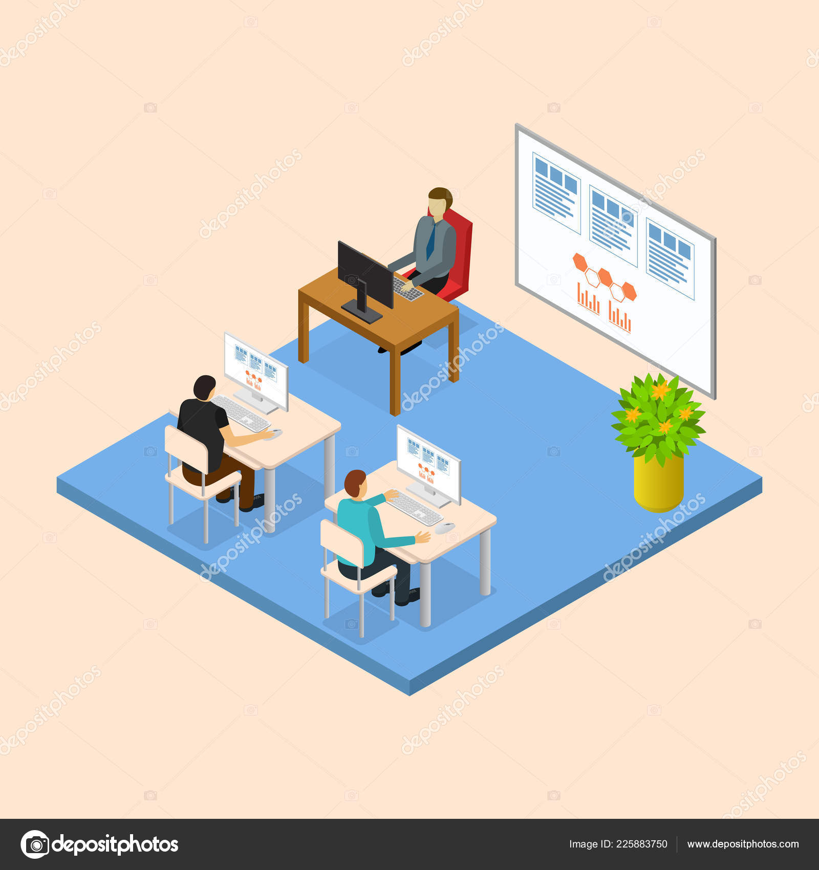School Education Concept 3d Isometric View. Vector Stock Vector Image ...