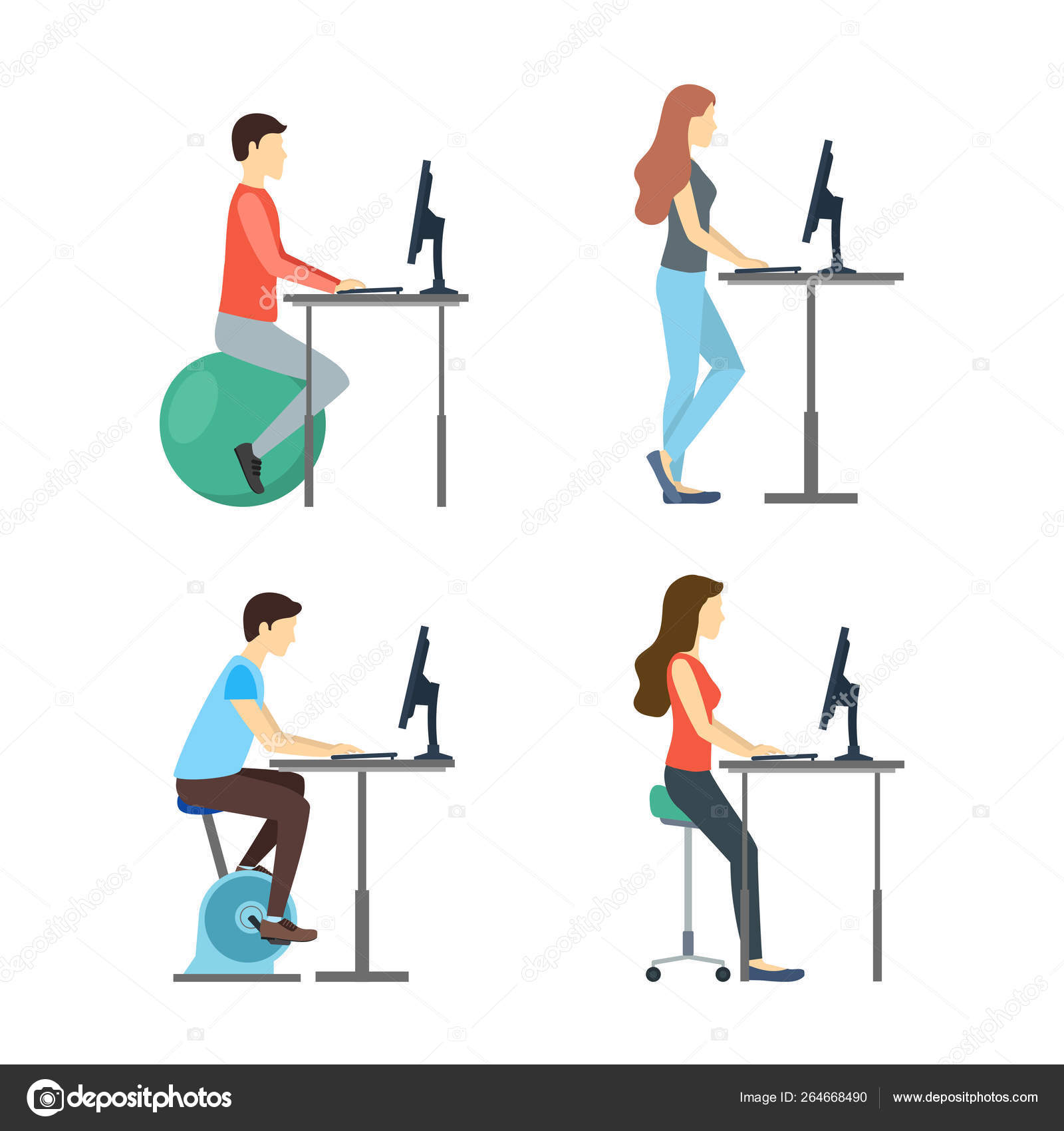 Cartoon Characters People Standing Desk Set. Vector Stock Vector Image ...