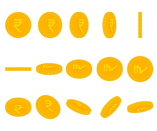 Coins set of vector sprites for rotation in different projections ...