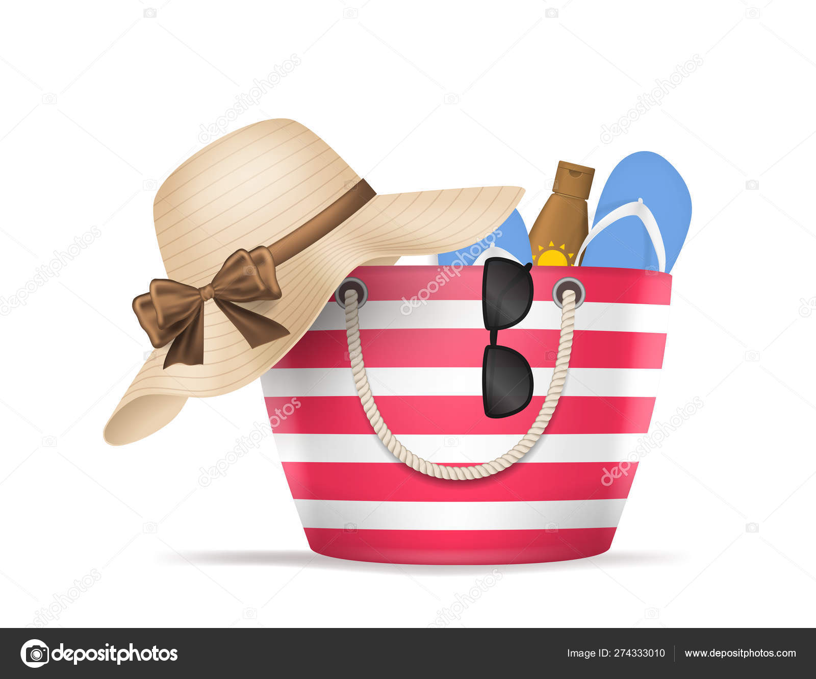 Realistic 3d Detailed Striped Beach Bag. Vector Stock Vector Image by ...
