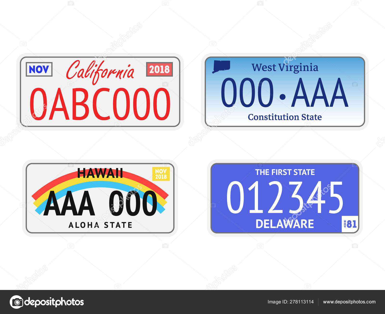 Vehicle Registration Plates Transportation Information Set. Vector ...
